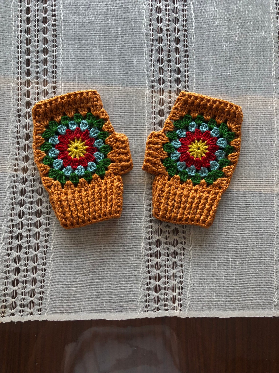 Crochet Fingerless Gloves Crochet Gloves Granny Square Fingerless ...