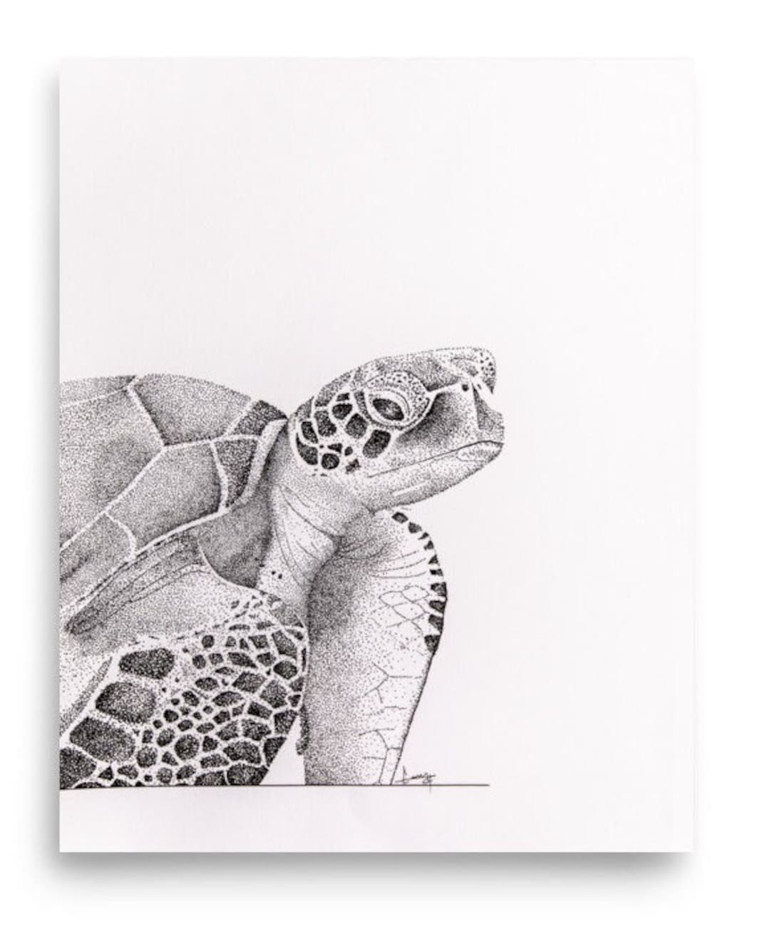 Sea Turtle Pointillism Print - Etsy