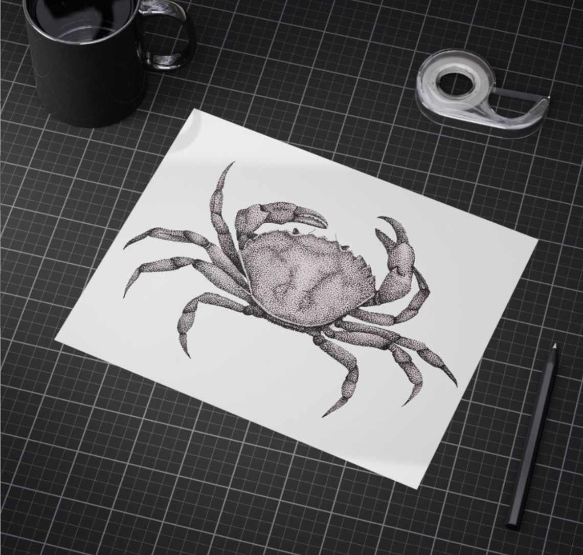 Pointillism Crab Print - Etsy