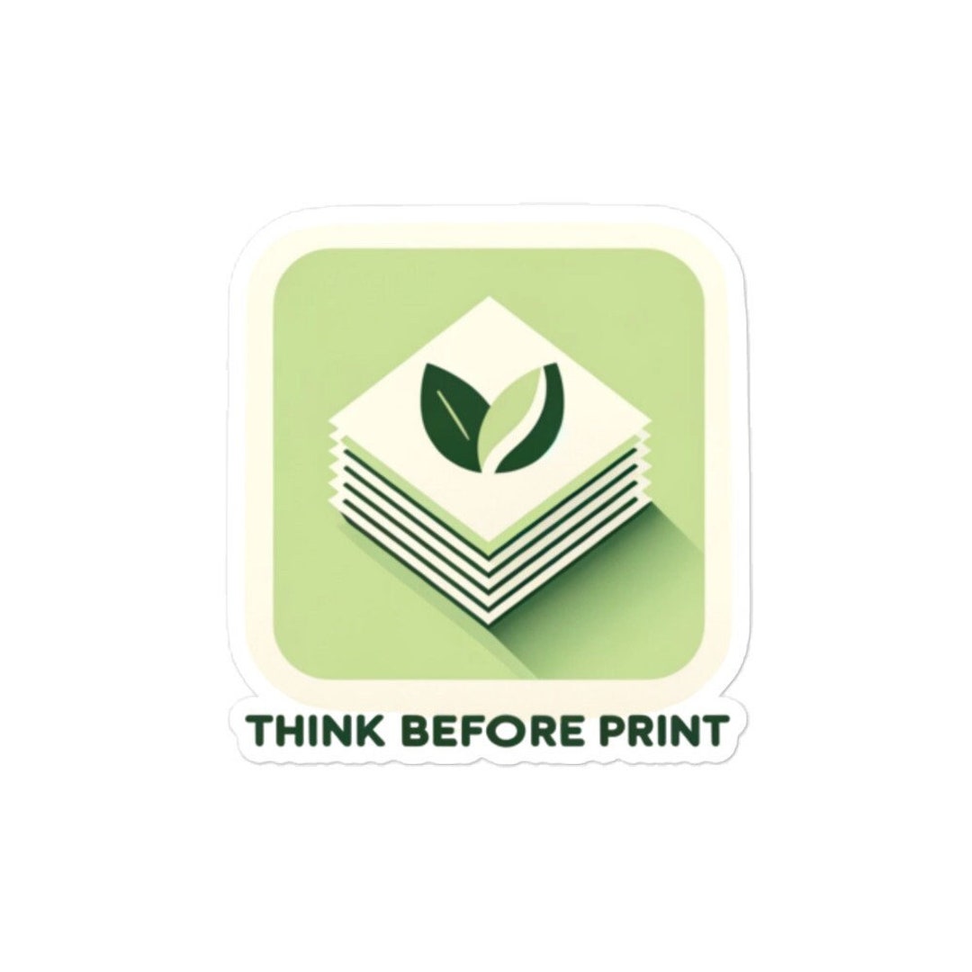 Think Before You Print Sticker Paper-saving Reminder Decal Eco ...