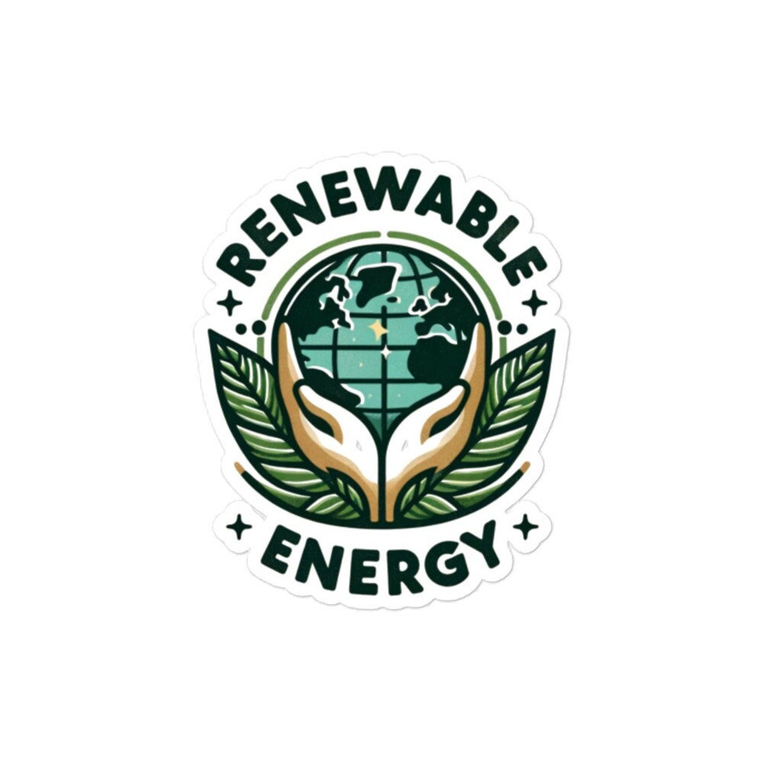 Renewable Energy Sticker Hands Holding Earth Decal Support Clean Power ...
