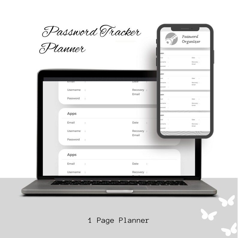 Password Tracker Printable & Fillable, Password Organizer, A4 Planner ...