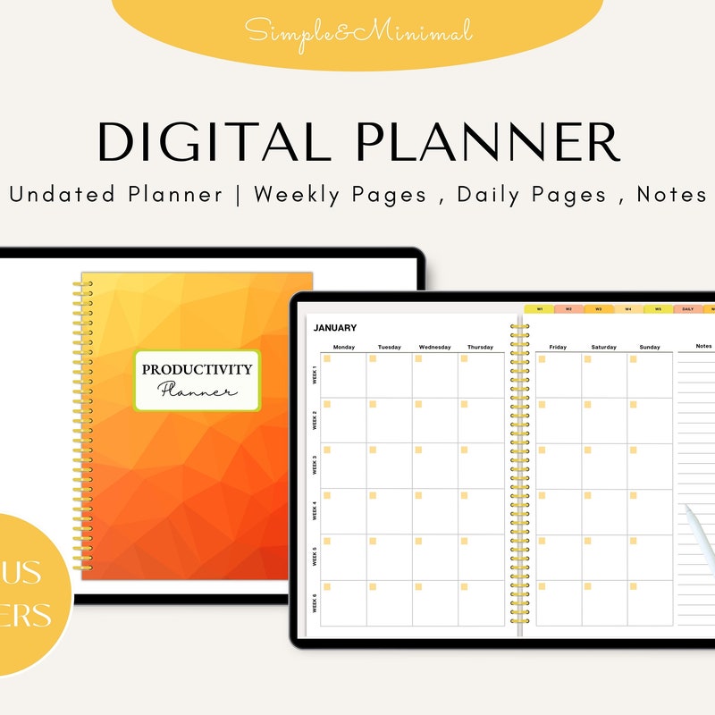 Undated Digital Planner - Etsy