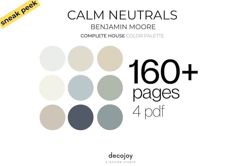 CALM NEUTRALS Benjamin Moore Paint Palette | Coastal Whole House Color ...