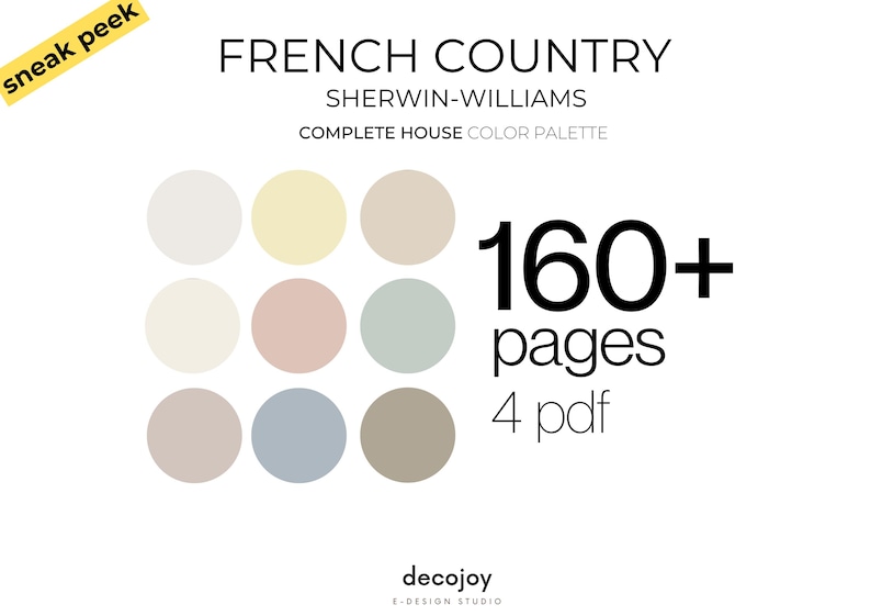 FRENCH COUNTRY Sherwin Williams Paint Palette | Cottage Whole House ...