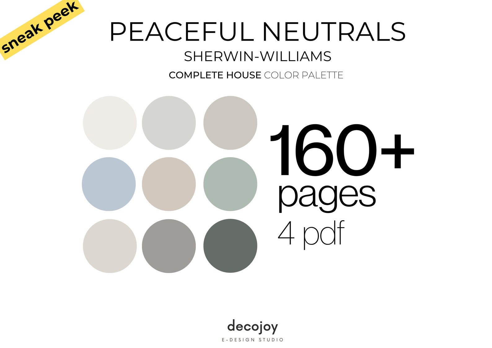 PEACEFUL NEUTRAL Sherwin Williams Paint Palette | Whole House Color ...