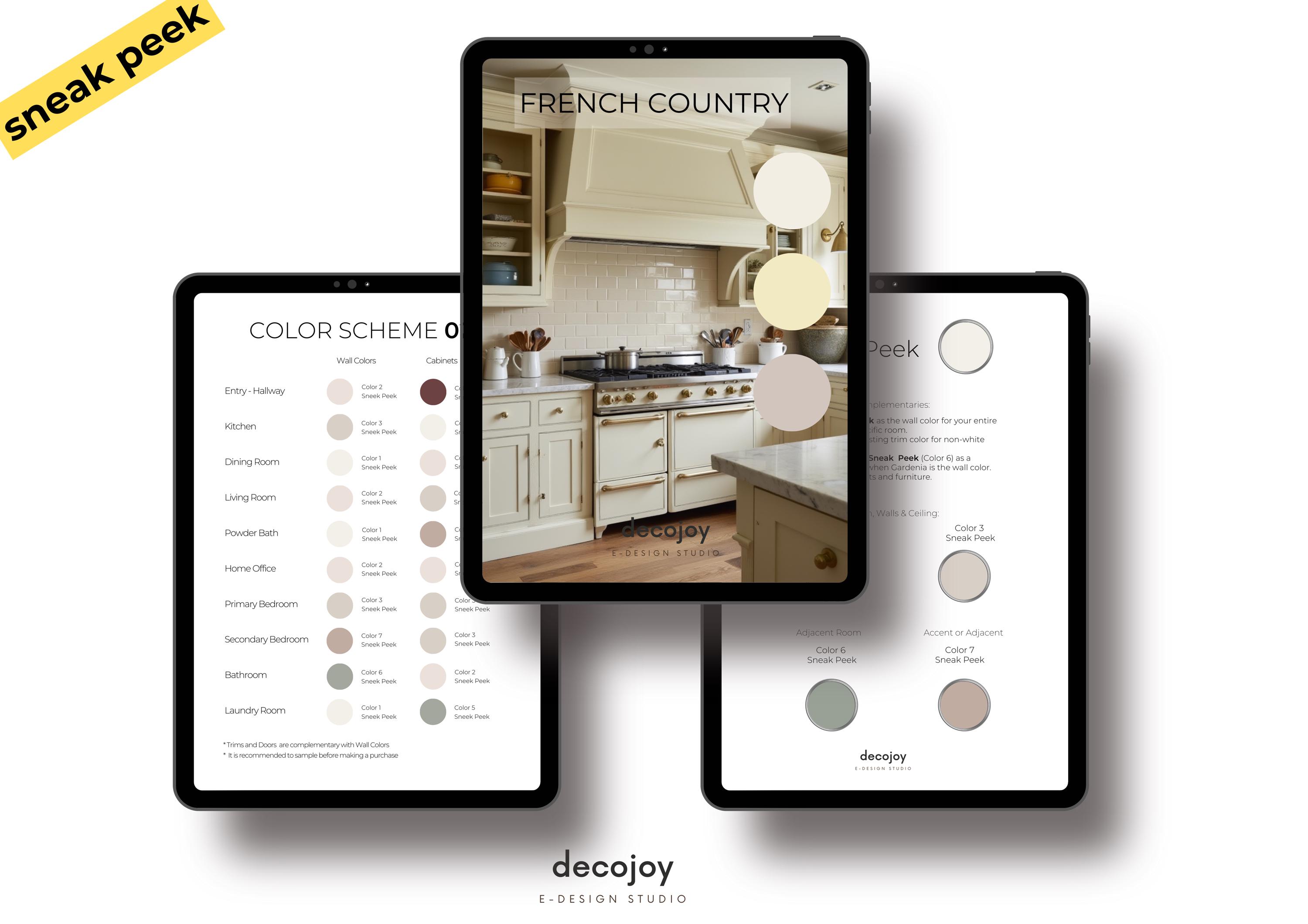 FRENCH COUNTRY Sherwin Williams Paint Palette | Cottage Whole House ...