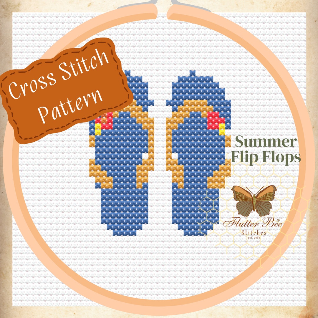 Flip Flops Cross Stitch Pattern Digital Download Summer Cross Stitch Pattern PDF Download Summer ...