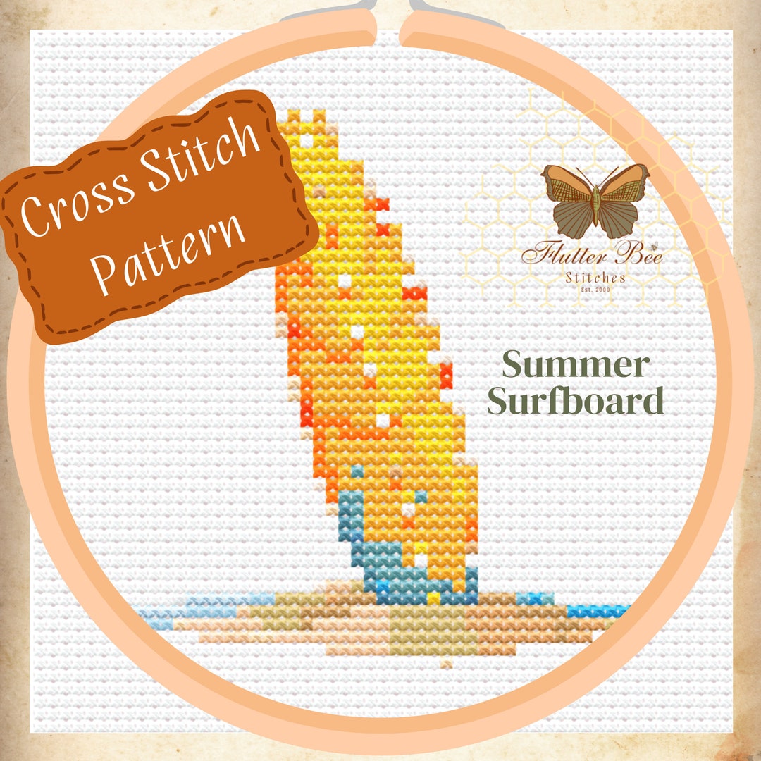 Surfboard Cross Stitch Pattern Digital Download Summer Cross Stitch ...