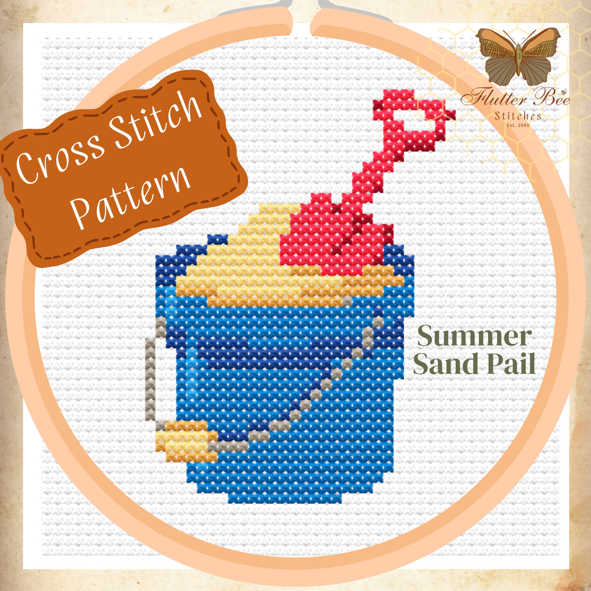 Sand Pail Cross Stitch Pattern Digital Download Summer Cross Stitch ...
