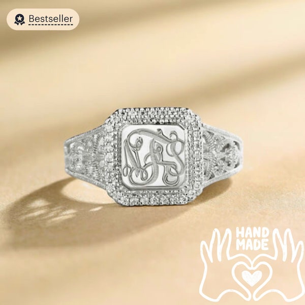 Monogram Ring - Etsy