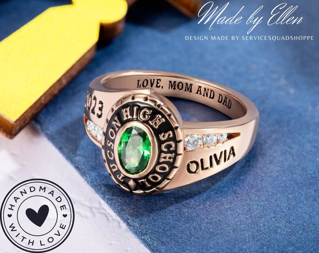 Custom Sterling Silver 925 Class Ring: Personalized Graduation Jewelry ...