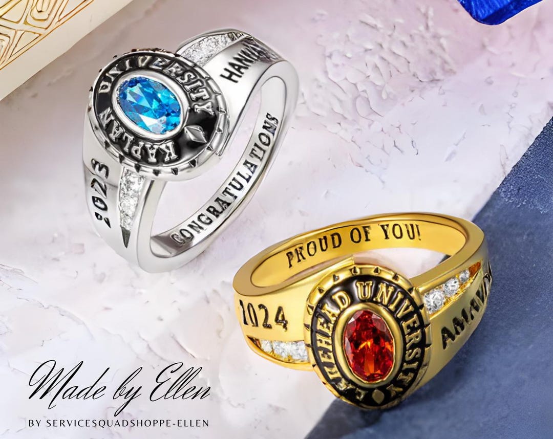 Custom School Class Ring, Jewelry for Woman, Sterling Silver 925 High ...