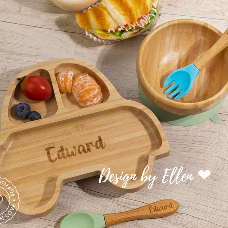Bamboo Plate With Spoon - Etsy