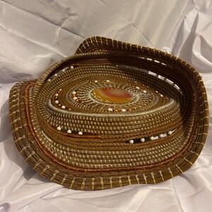 Pine Needle Sculptural Basket With Pearls (#2406) - Etsy