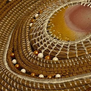 Pine Needle Sculptural Basket With Pearls (#2406) - Etsy