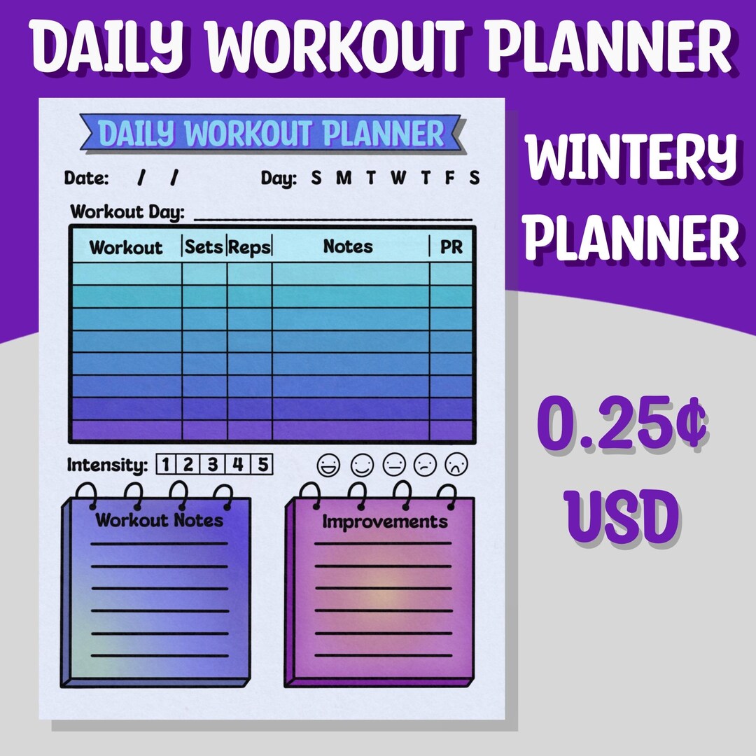 Daily Fitness Planner - Printable & Digital | 7 Color Set for Goodnotes ...
