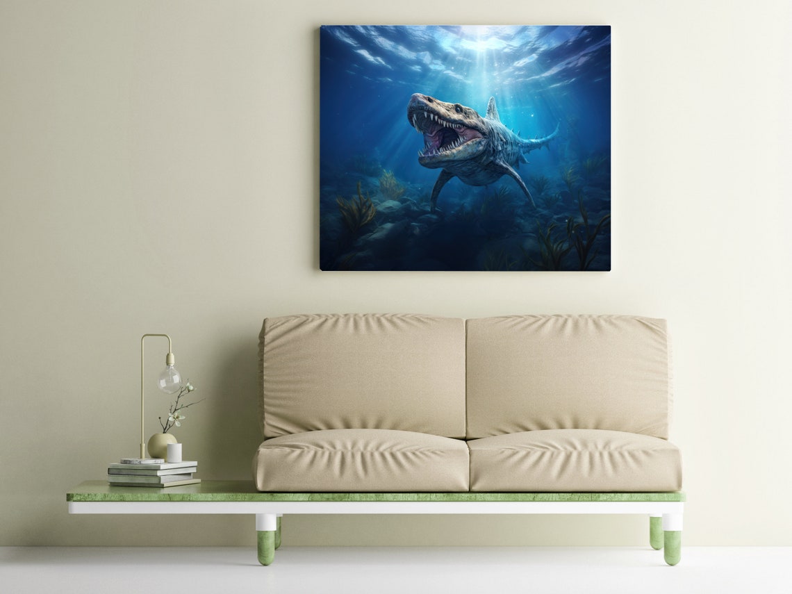Dinosaur Digital Art Download, Mosasaurus Illustration, Art Print ...