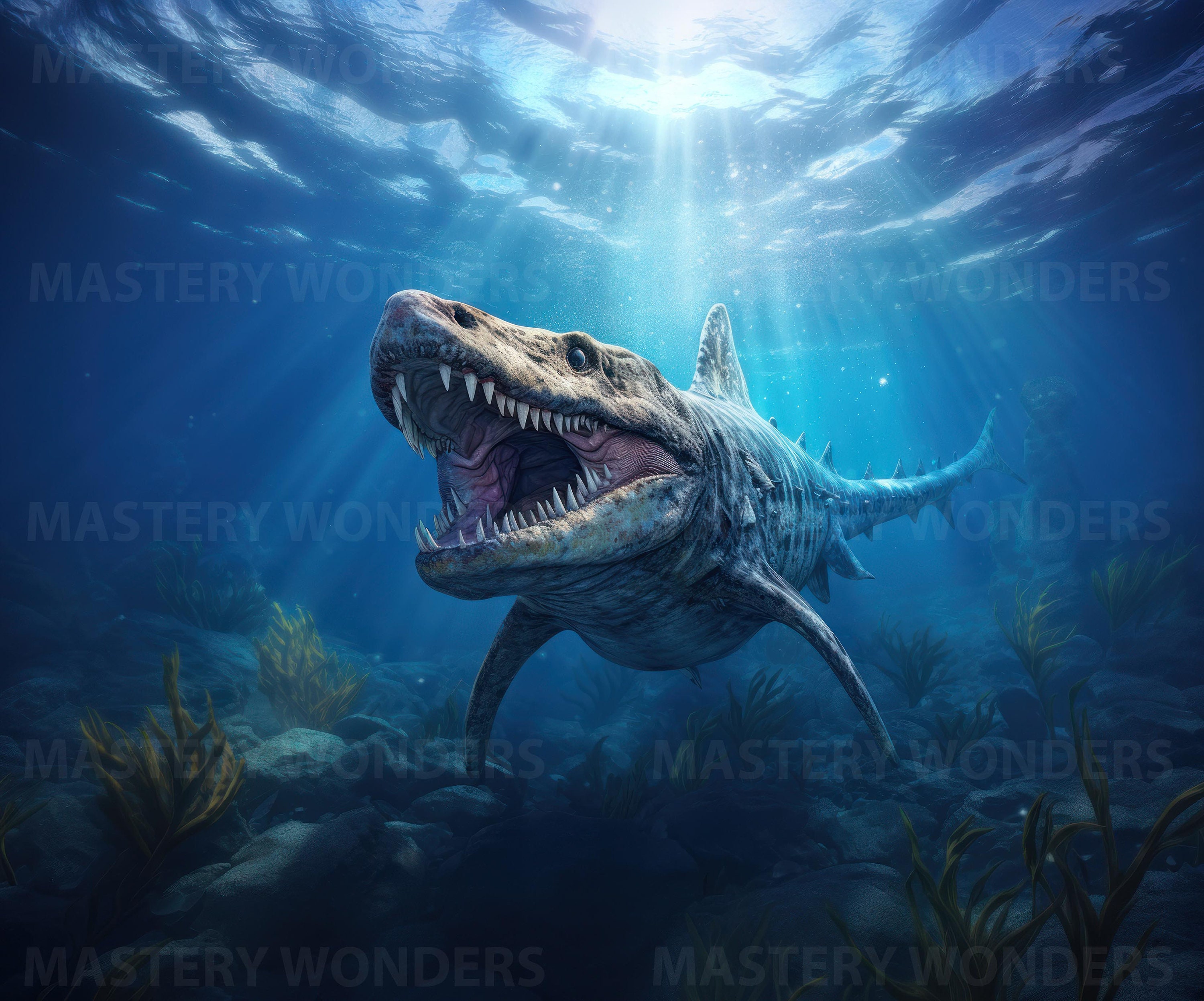 Dinosaur Digital Art Download, Mosasaurus Illustration, Art Print ...