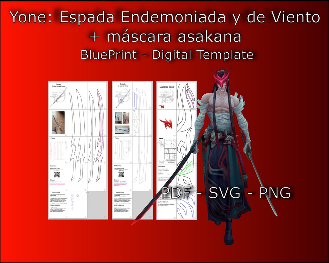 Swords and Mask Yone Blueprint - Etsy