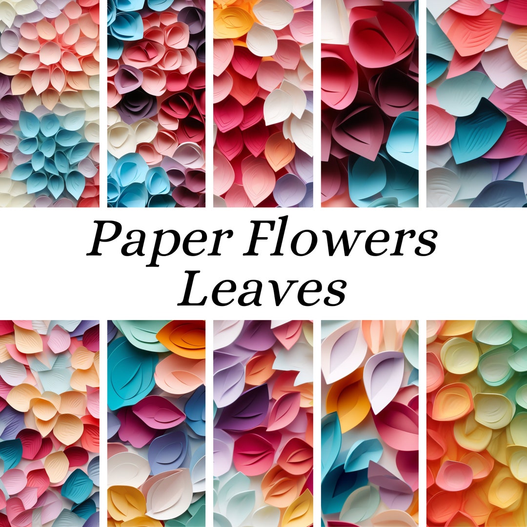Seamless Digital Paper Flower Leaves Pattern Paper Flower Leaves ...