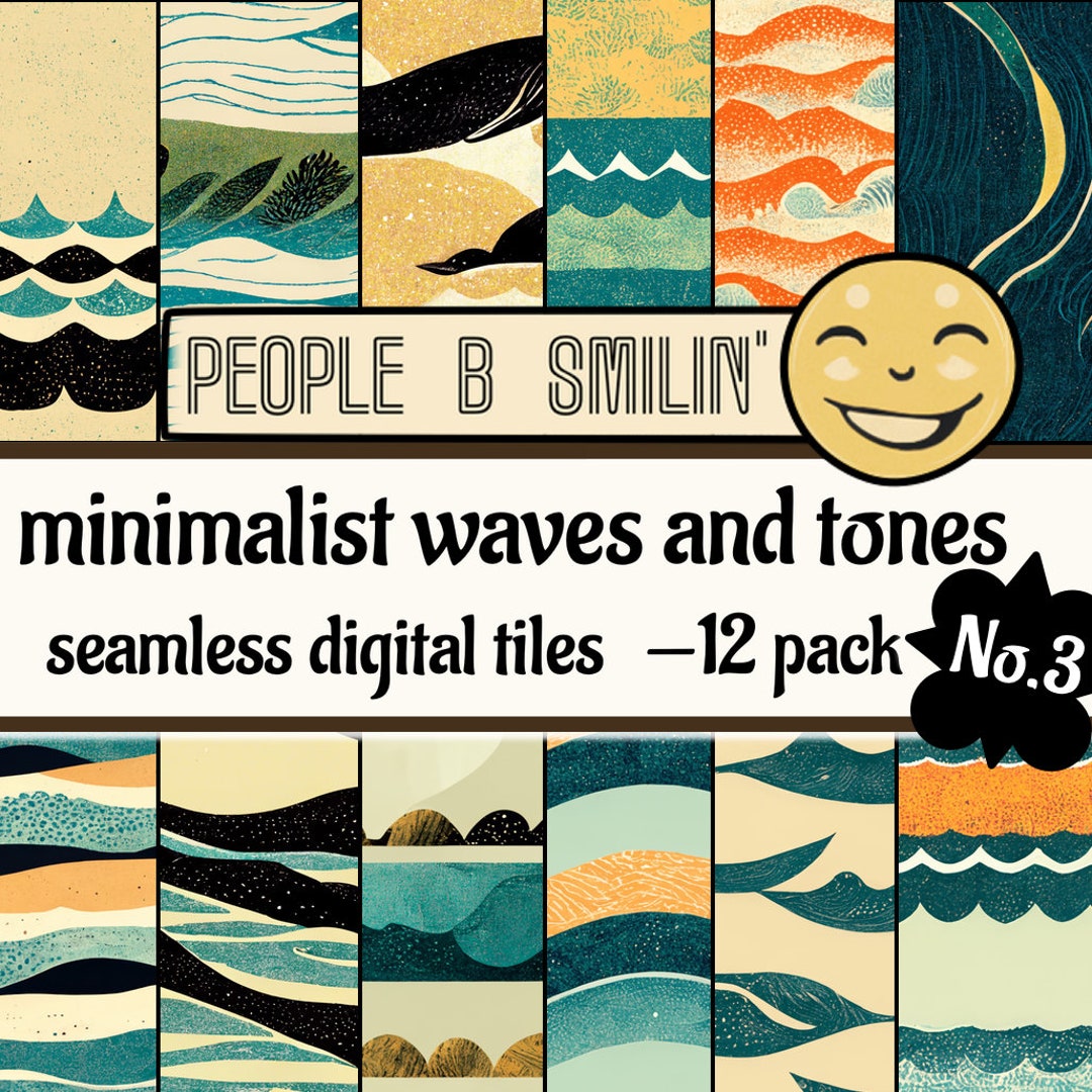 Minimalist Waves & Tones Digital Pattern Pack No.3 | Seamless Design ...
