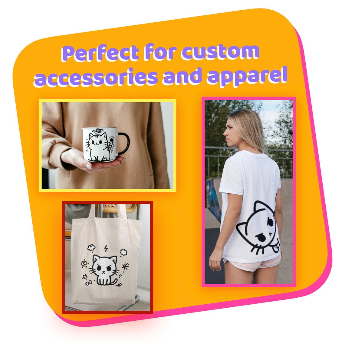 Cute Angry Cat SVG PNG Bundle | Funny Cat Graphic for POD | Annoyed Cat ...