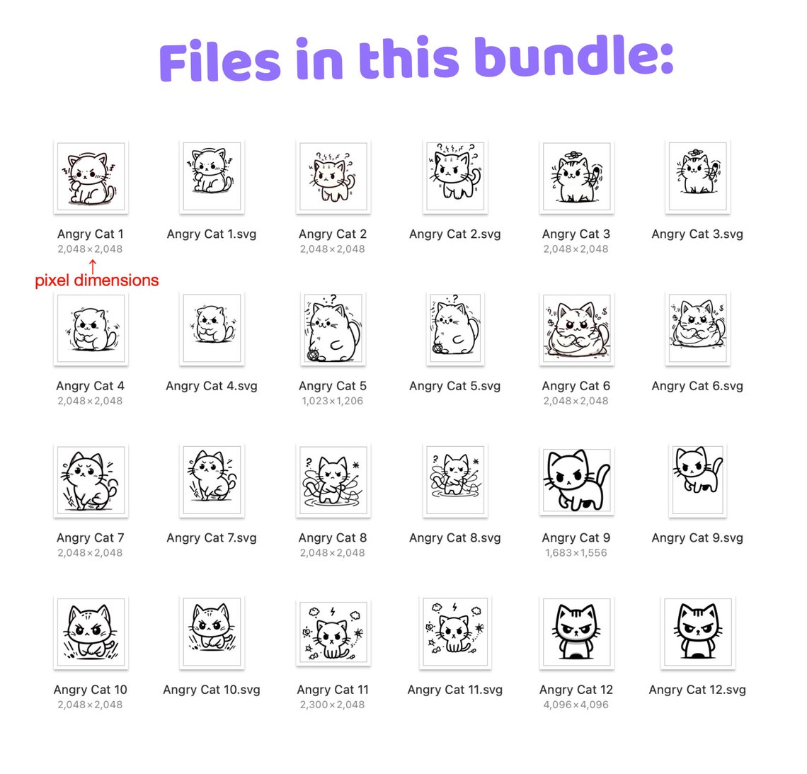Cute Angry Cat SVG PNG Bundle | Funny Cat Graphic for POD | Annoyed Cat ...