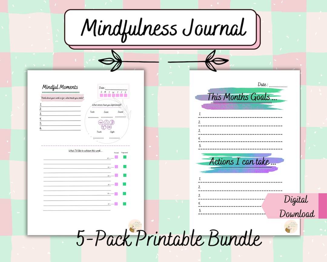 Digital Mindfulness Journal, Downloadable Self-care Printable Pages ...