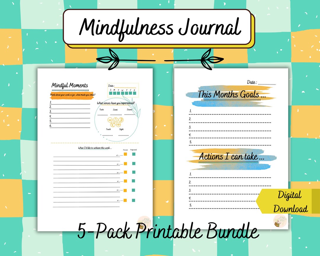 Digital Mindfulness Journal, Downloadable Self-care Printable Pages ...