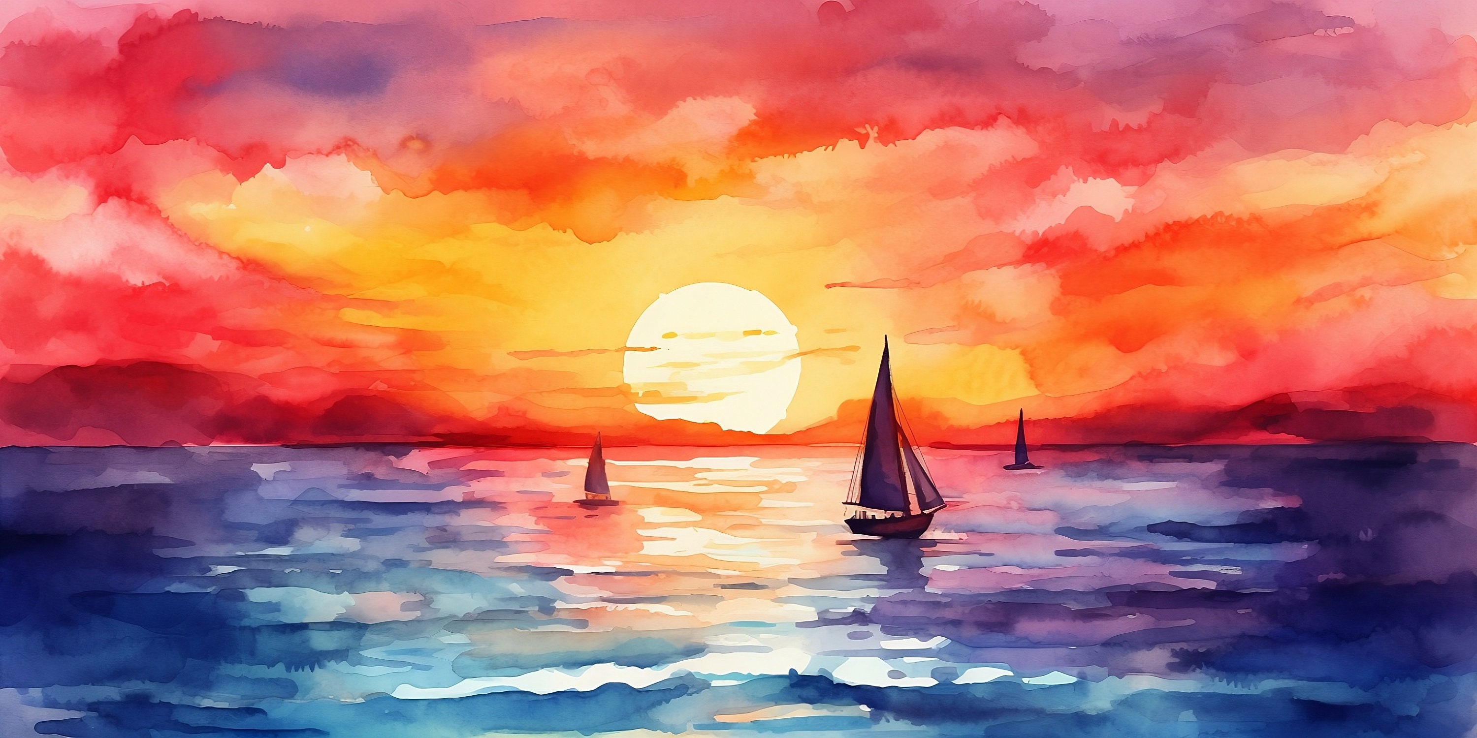 14 Watercolor Sea Sunset Digital Paper Pack Beach Sunset Printable ...