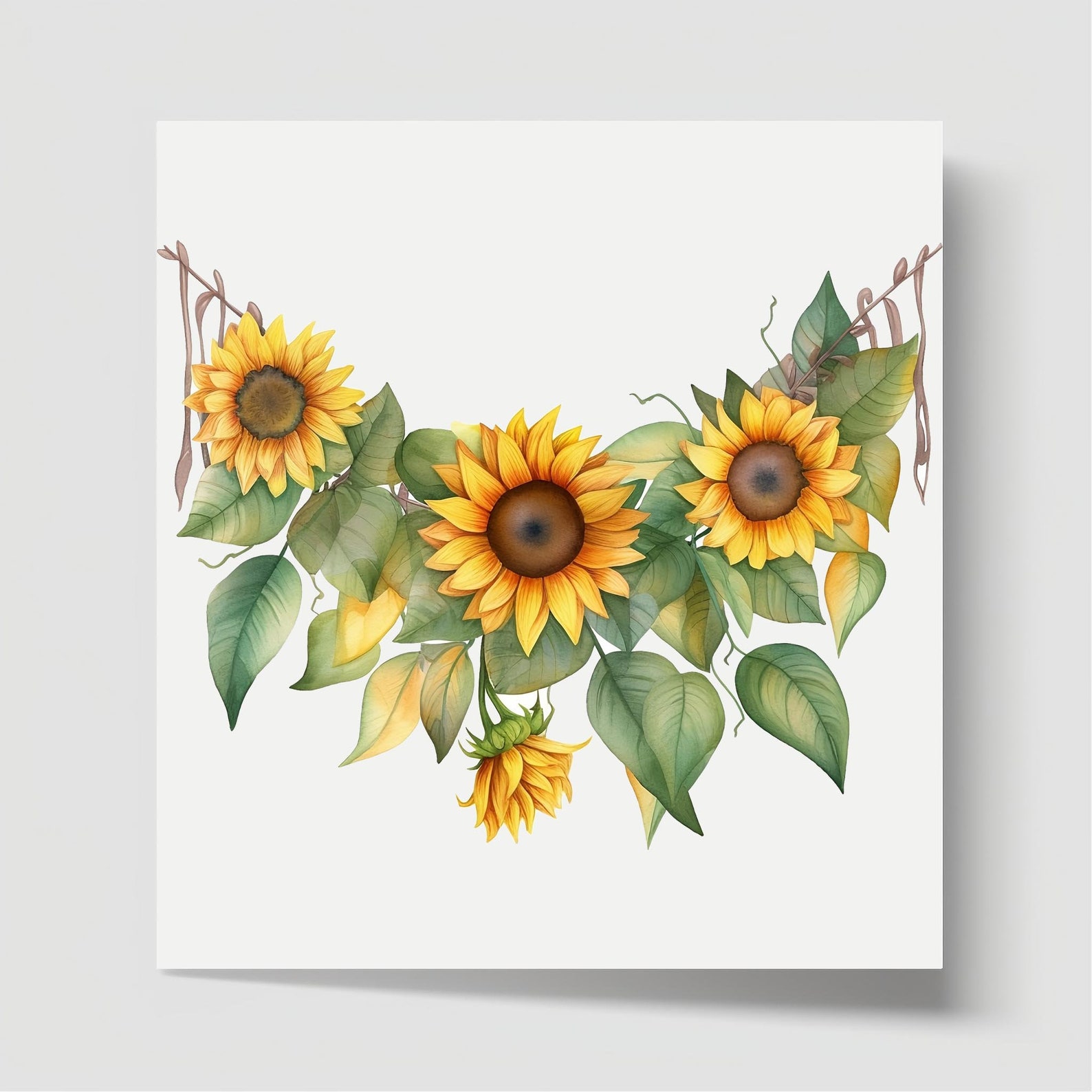 Watercolor Sunflower Bunting Clipart Bundle, Floral Buntings ...