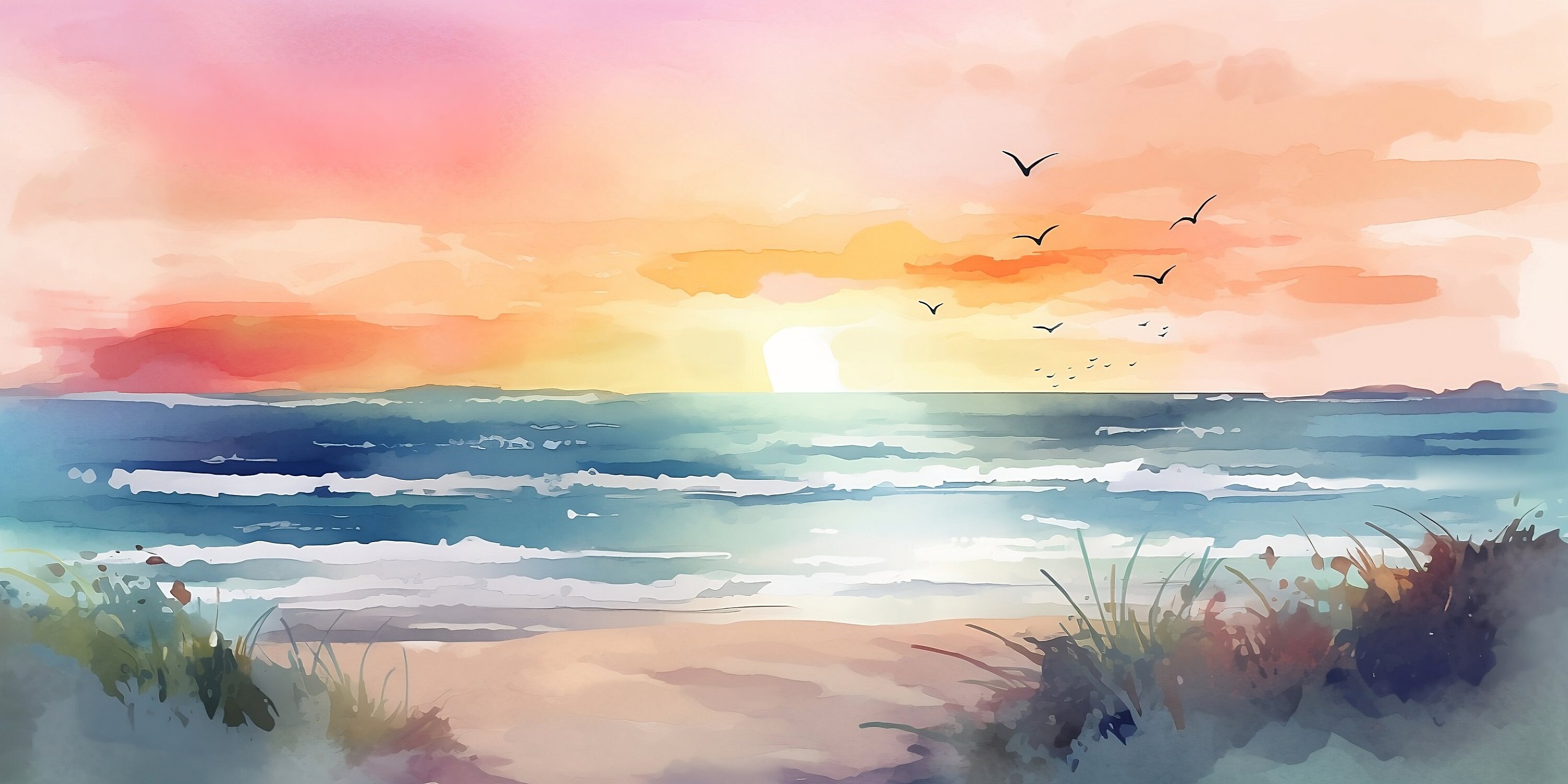 14 Watercolor Sea Sunset Digital Paper Pack Beach Sunset Printable ...