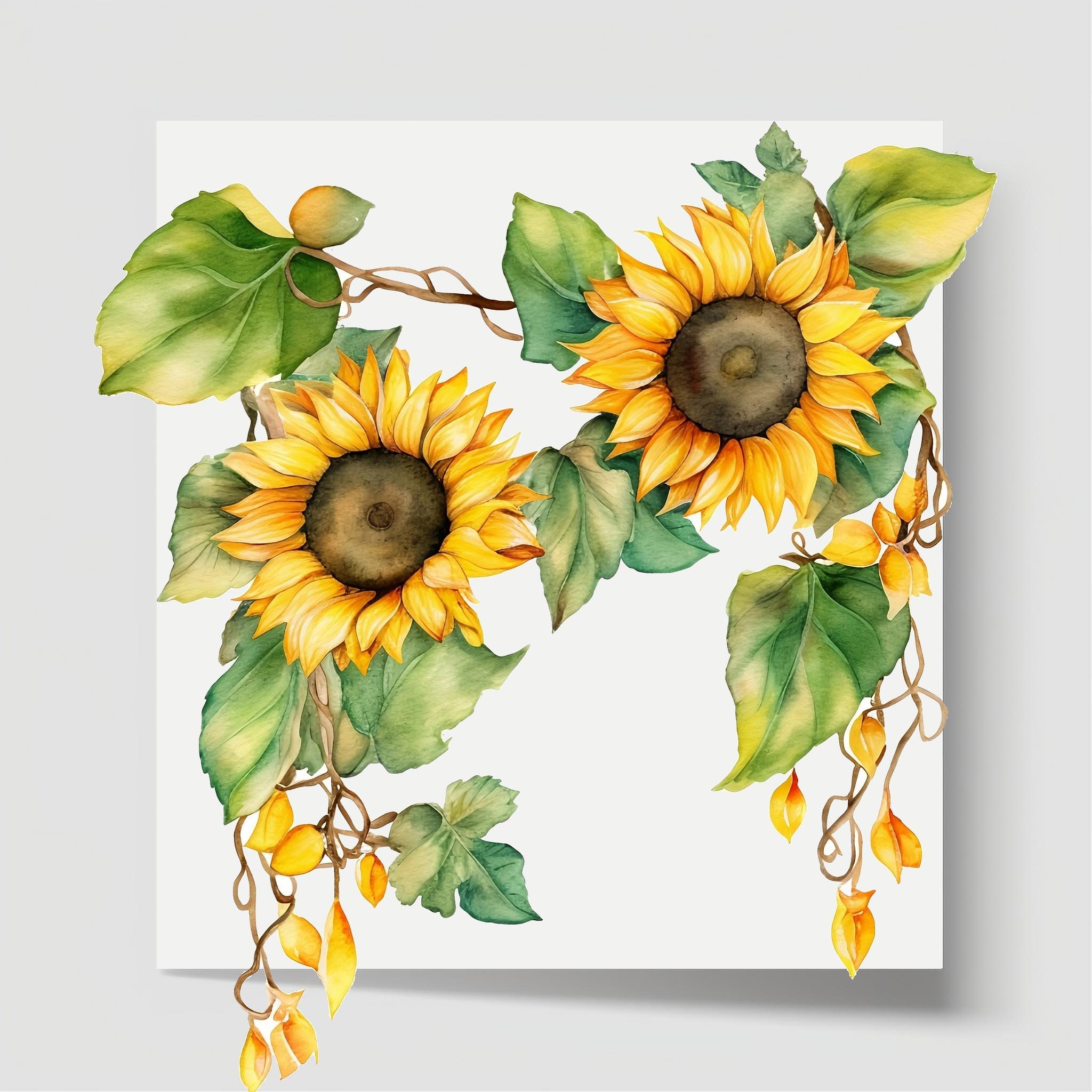 Watercolor Sunflower Bunting Clipart Bundle, Floral Buntings ...