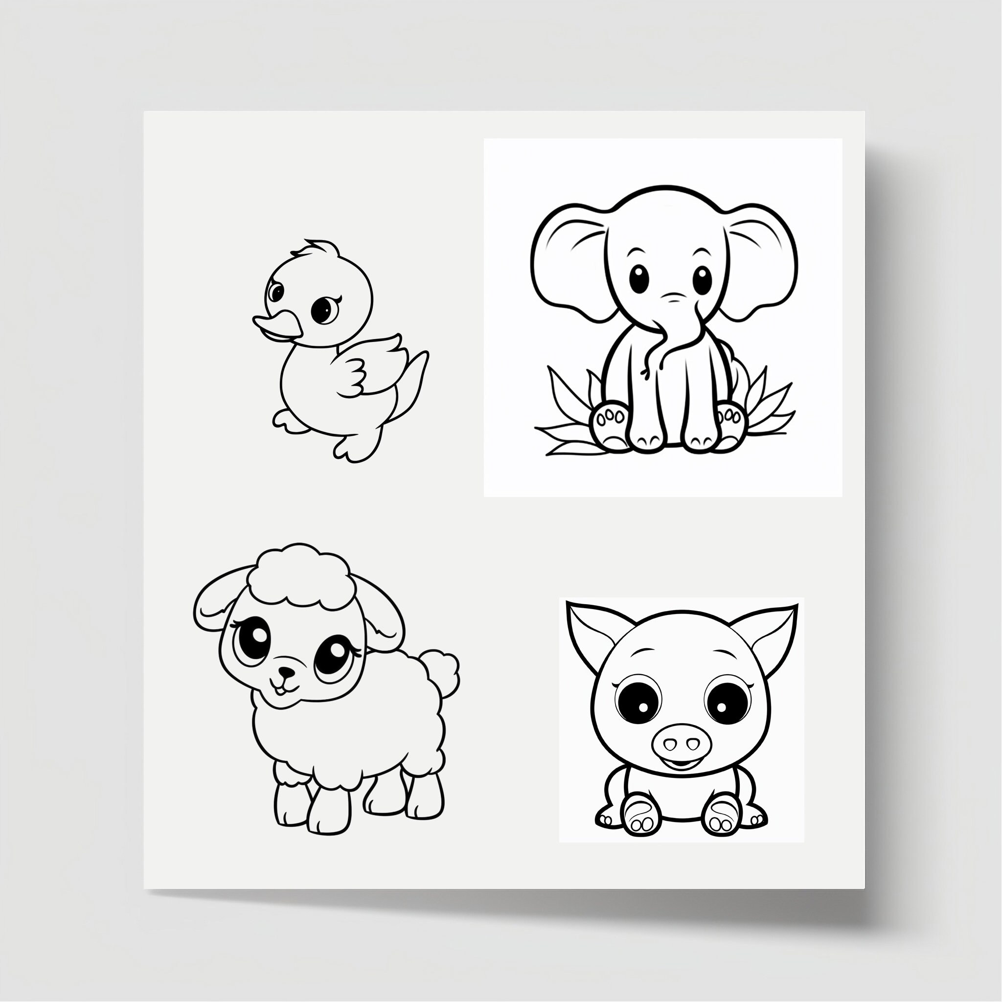 36 Animal Coloring Book Pages Farm Animals, Sea Animals, Desert Animals ...