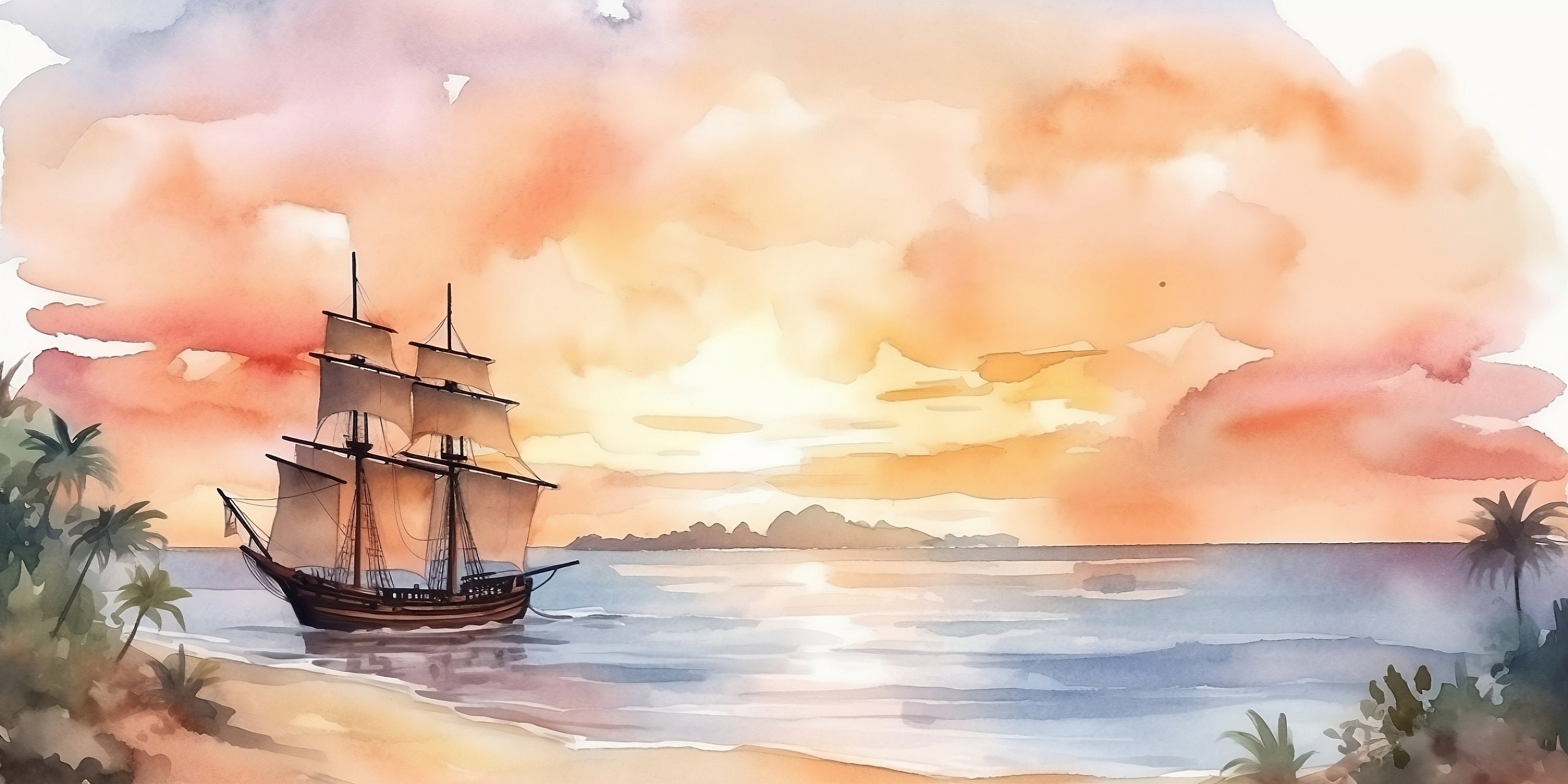 14 Watercolor Sea Sunset Digital Paper Pack Beach Sunset Printable ...