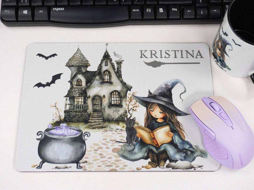 Personalized Mouse Pad With Little Witch in Training, Mouse Pad With ...