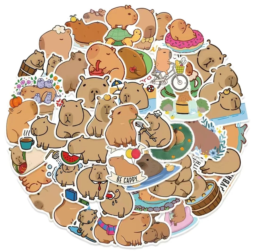 Capybara Stickers -- Waterproof -- Laptop, Hydro Flask, Scrapbooking ...
