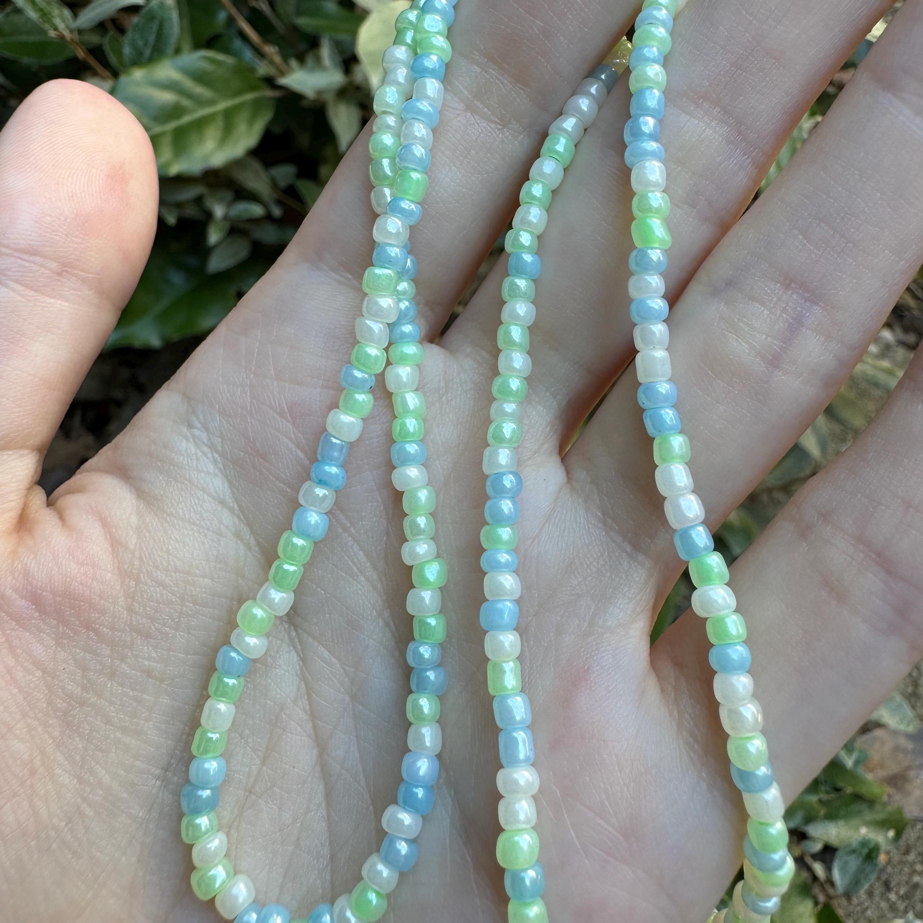 Glass Seed Bead Necklace- Ocean Wave | Seed Bead Necklace | Multicolor ...