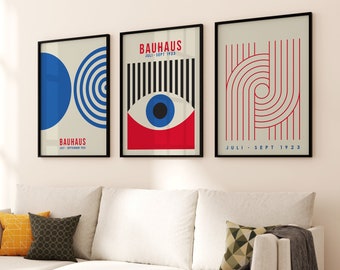 Bauhaus Poster Set of 3 Bauhaus Wall Art Mid Century Modern Wall Art ...