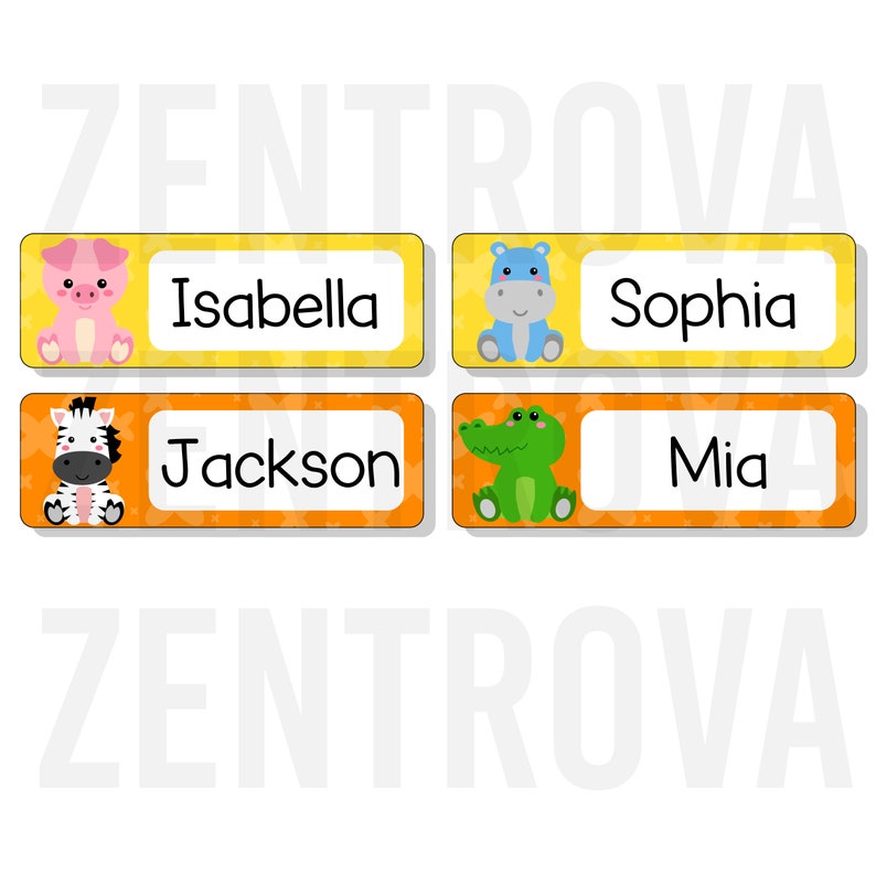 Classroom Name Tags Template Cute Animals Rainbow Editable Printable ...