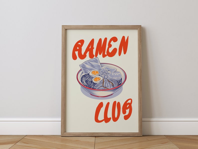 Ramen Club Poster | Retro Japanese Kitchen Art (digital Download) - Etsy