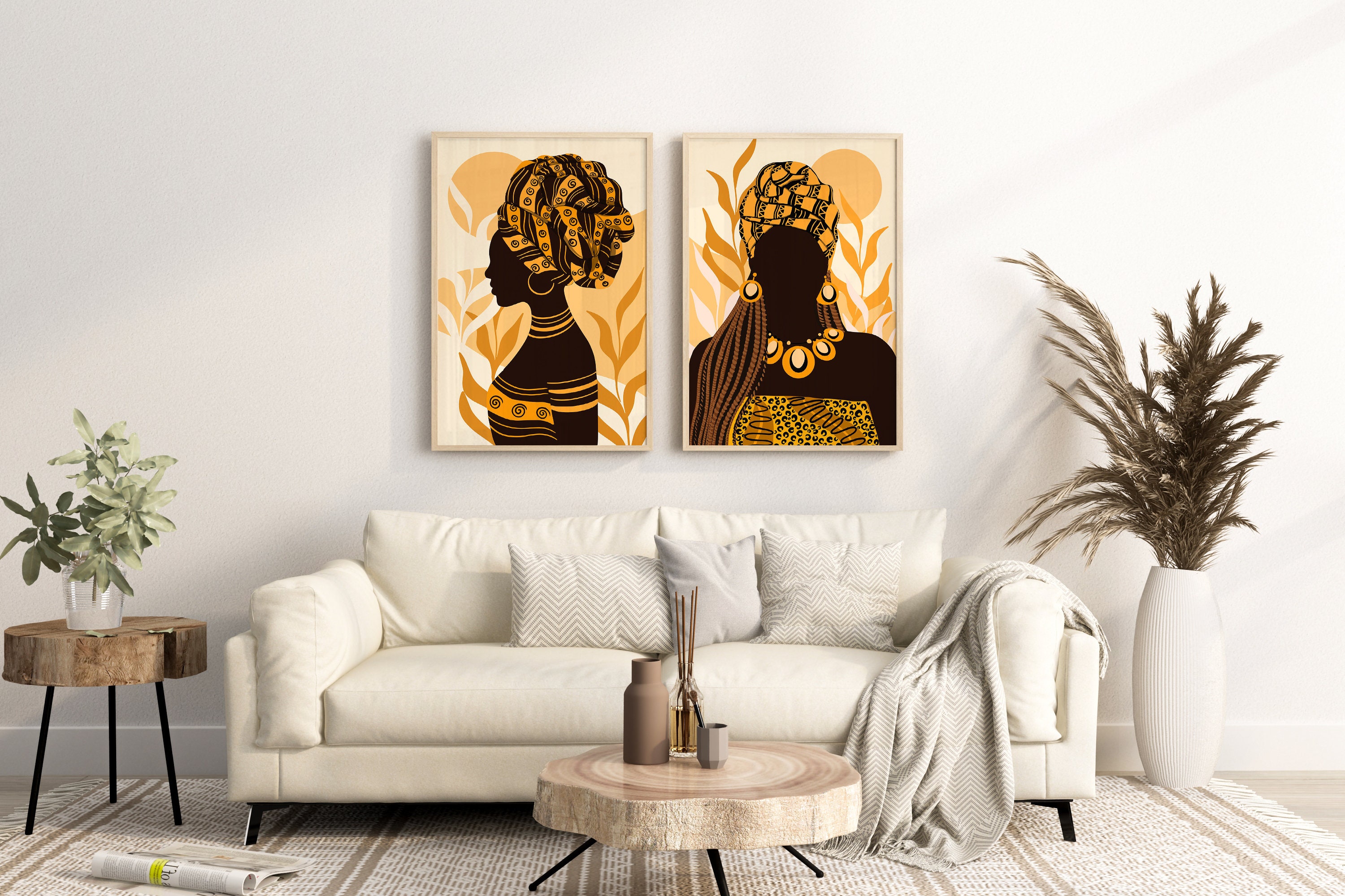Bohemian African Woman Art Print Set, Ethnic Decor (digital Download ...