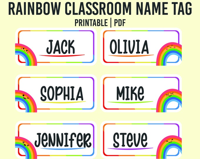 Classroom Name Tags Template Rainbow | Editable | Printable | Classroom ...