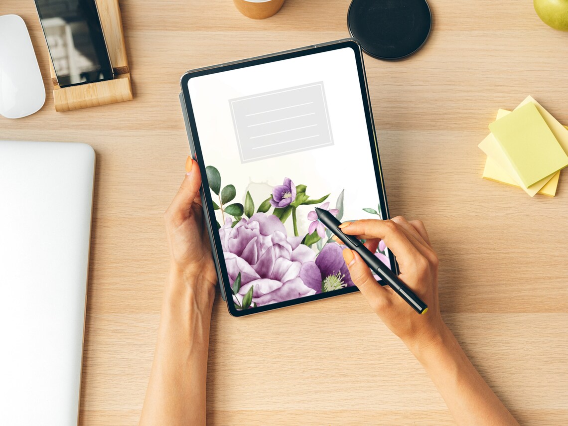 30 Digital Notebook Covers With Watercolor Flowers Tablet - Etsy