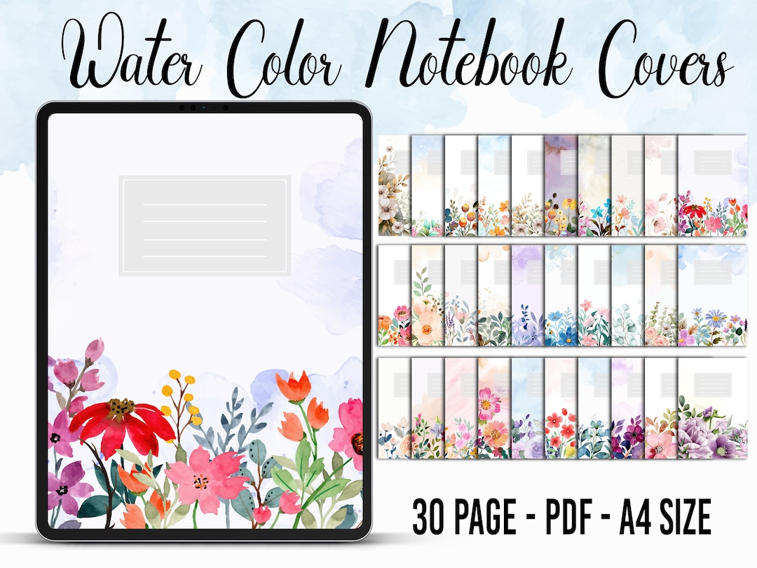 Watercolor Floral Notebook Covers | Goodnotes, Notability (digital ...