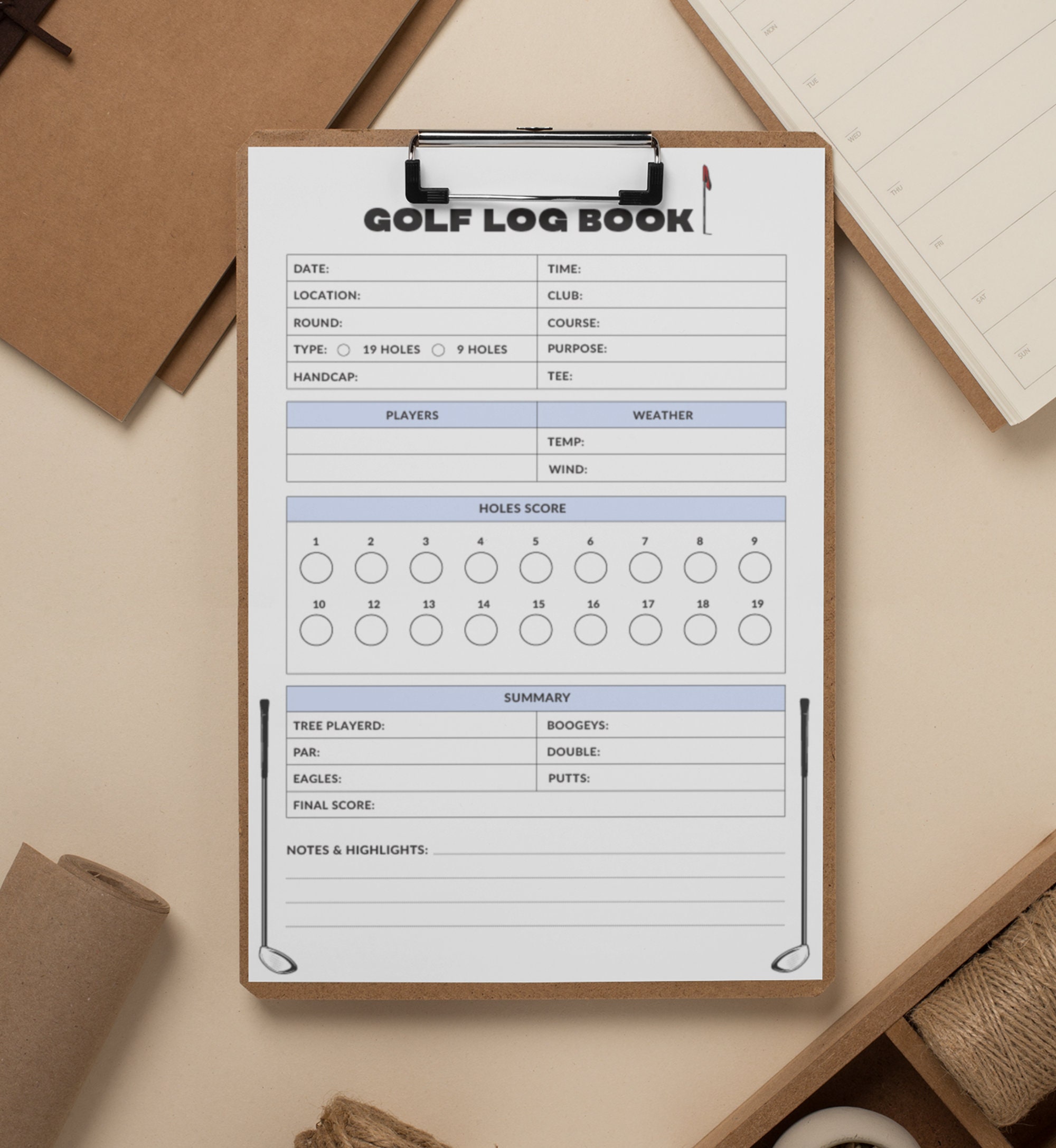 Golf Scorecard Log Book Template, Printable PDF - Etsy