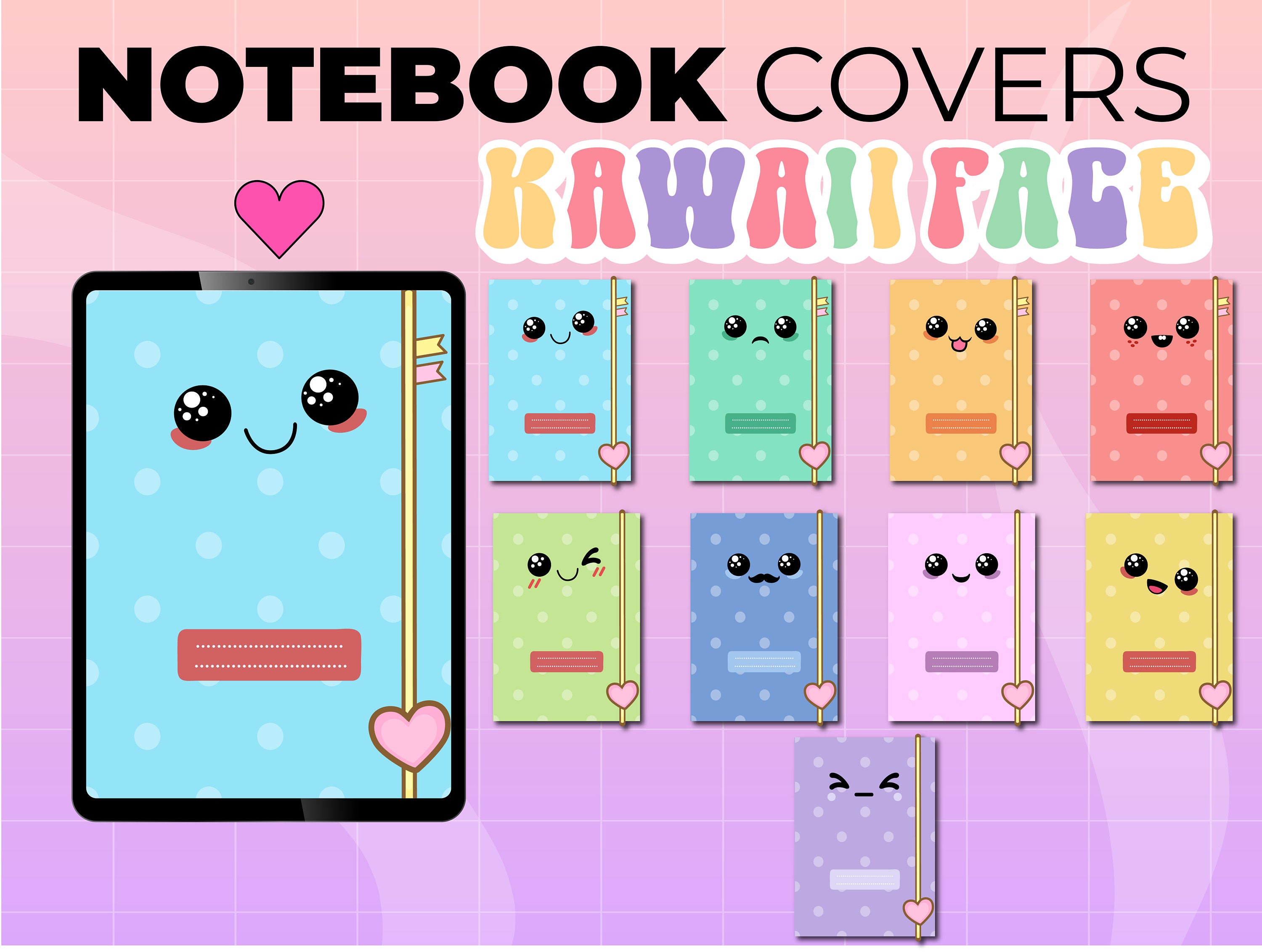Kawaii Face Digital Notebook Cover Cute Digital Notebook Goodnotes ...
