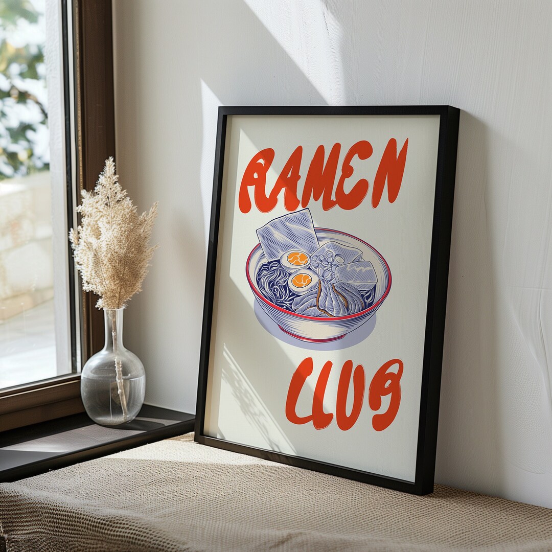 Ramen Club Poster | Retro Japanese Kitchen Art (digital Download) - Etsy