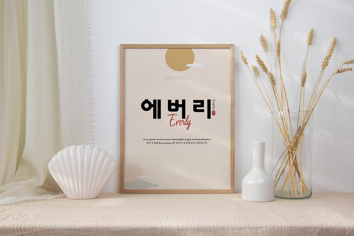 Personalized Korean Name Art Print | Hangul Custom Wall Decor (digital ...